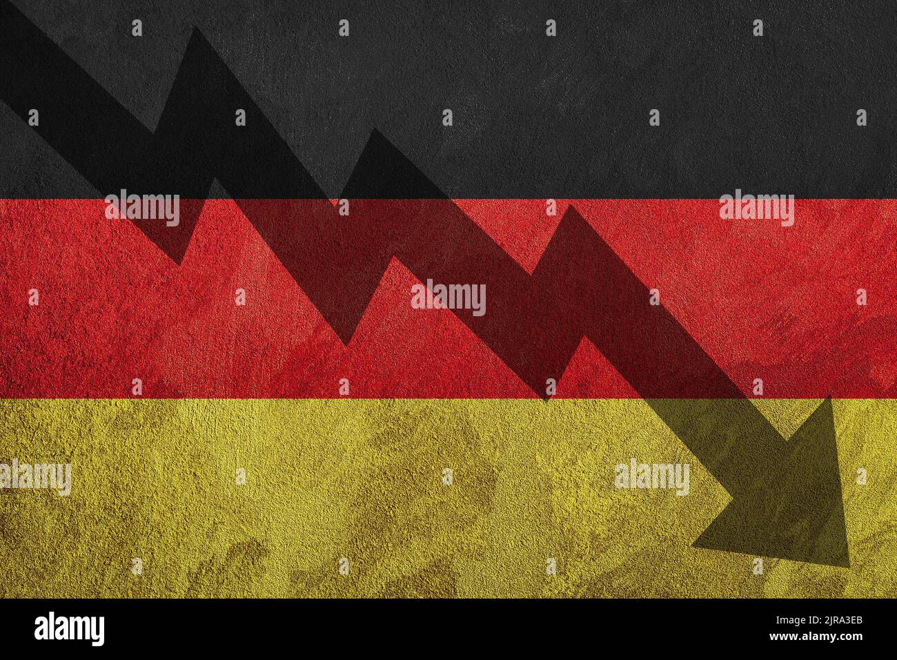 Arrow down on the background of the Germany flag. The concept of ...