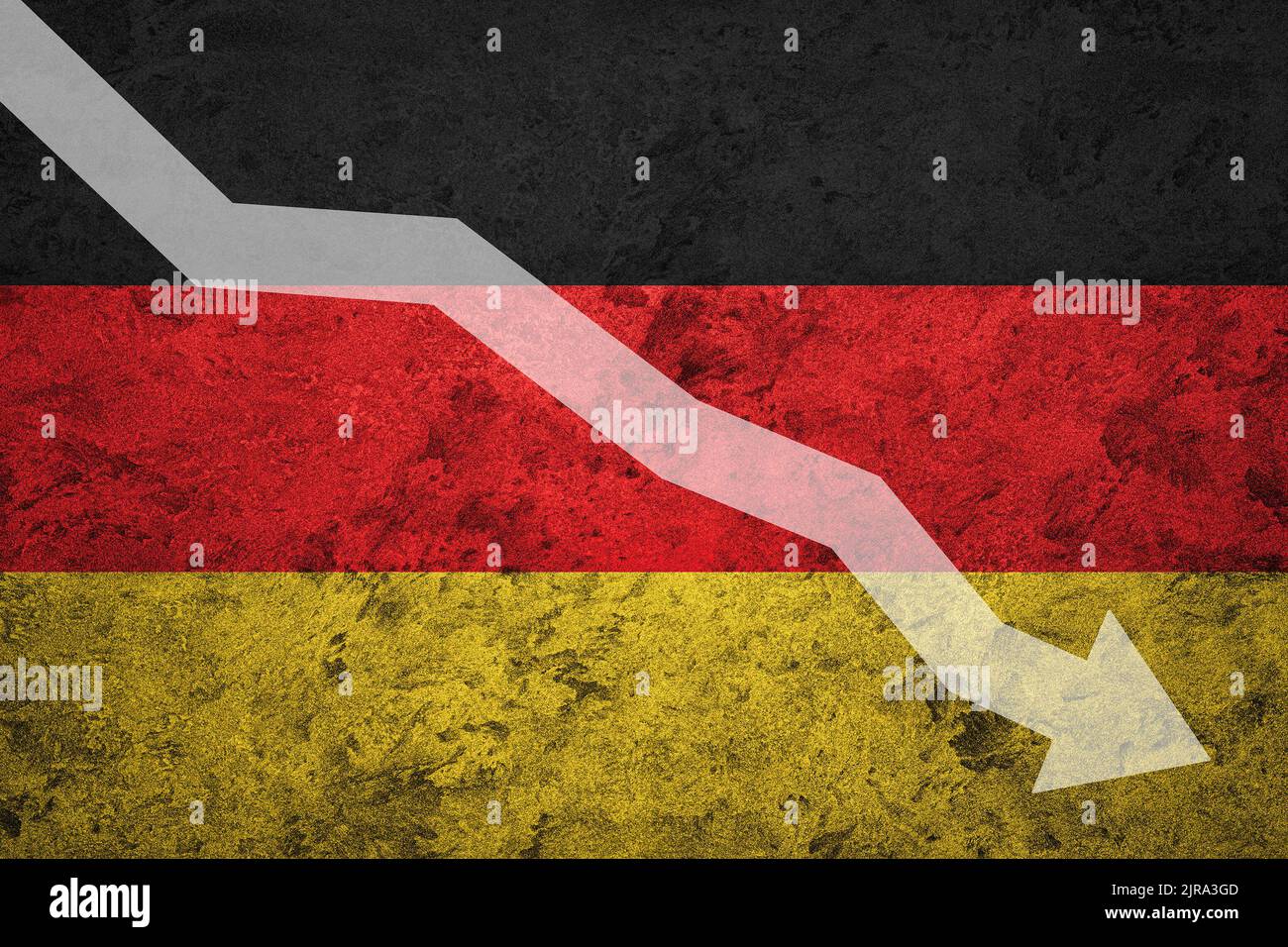 Arrow down on the background of the Germany flag. The concept of ...