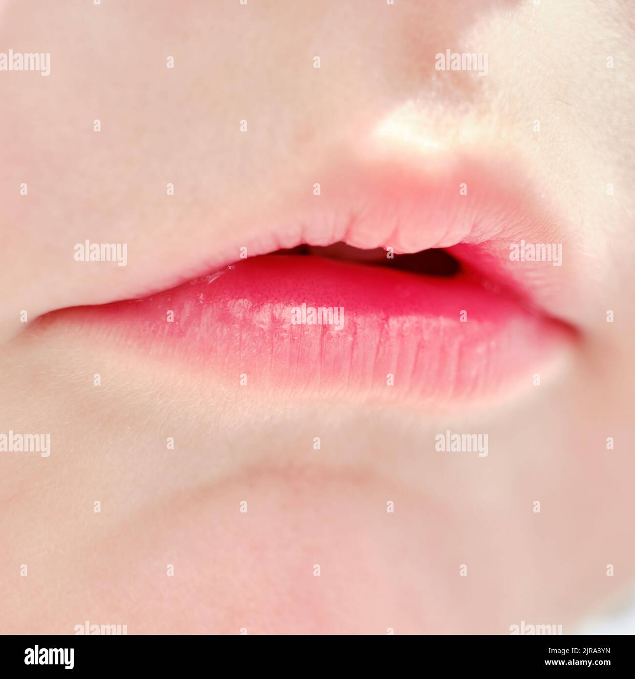 Close-up lips baby age one year, child mouth macro photo Stock Photo ...
