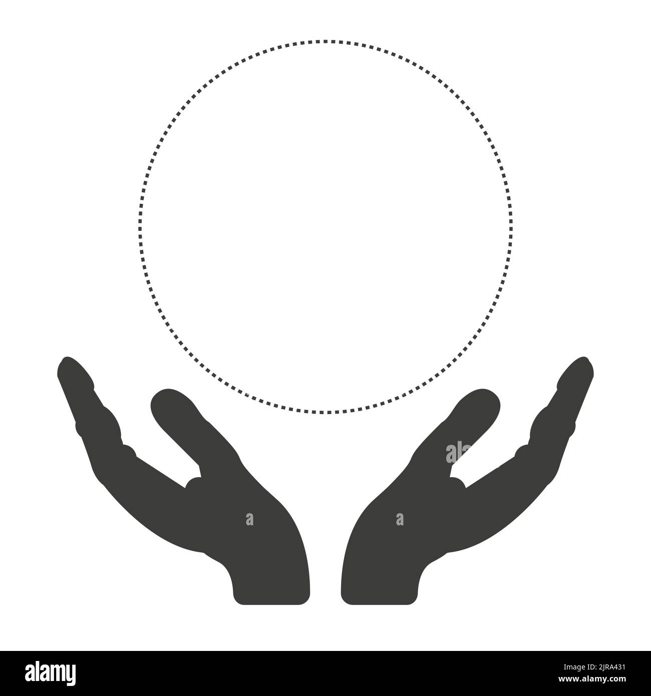 Care hands with circle frame. Flat vector illustration isolated on ...
