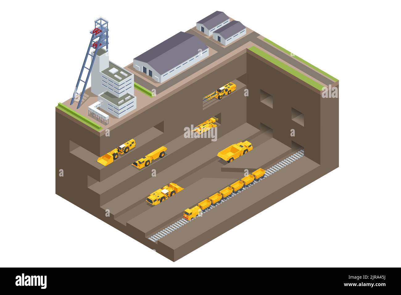 Isometric construction underground and open pit mining quarry ...