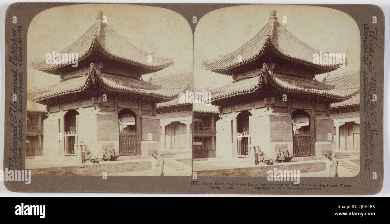In the Court of the Great Lama Temple, showing Lama Priest turning ...