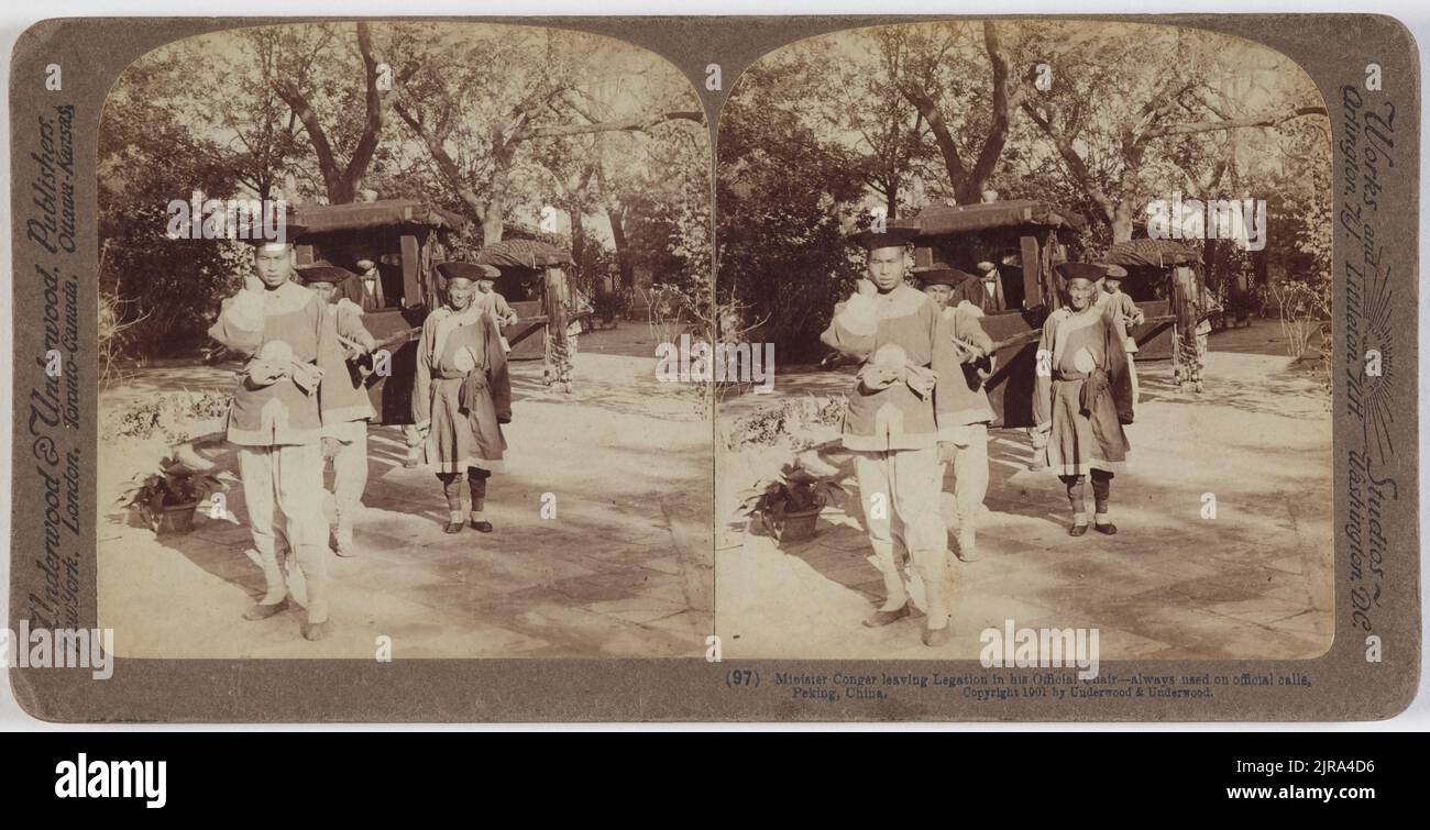 Minister Conger leaving Legation in his Official Chair, always used on ...