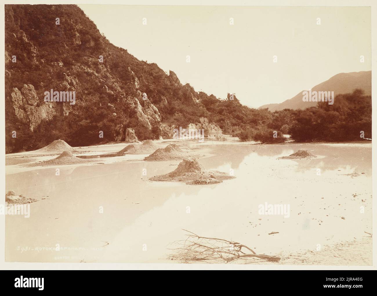 Rotokanapanapa, mud volcano, 1880s, Dunedin, by Burton Brothers Stock ...