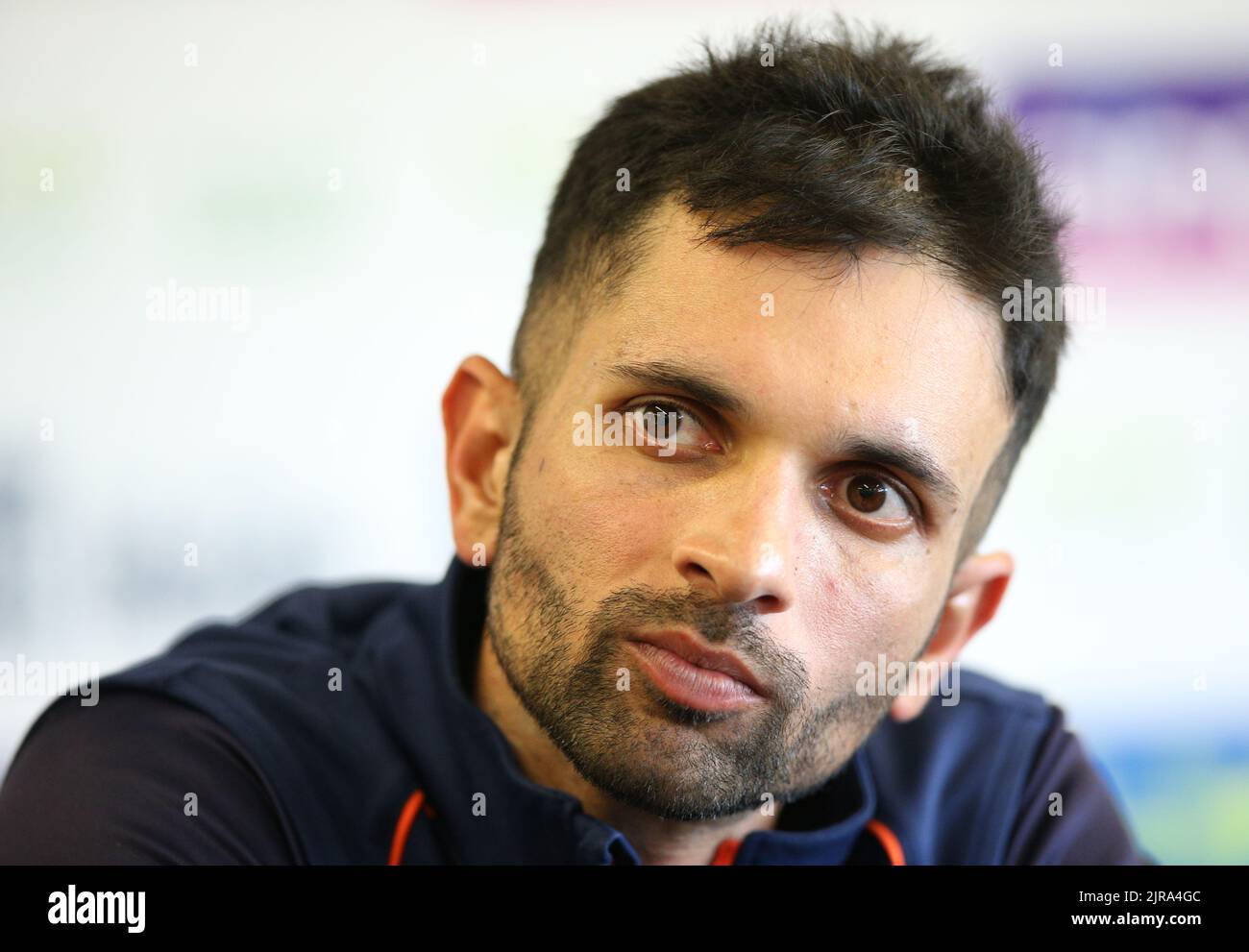 South Africa’s Keshav Maharaj during a nets session at Emirates Old ...