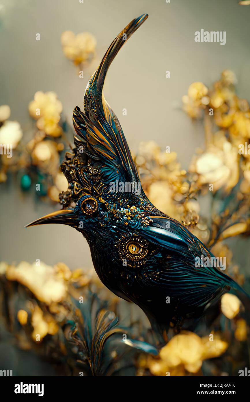 A vertical shot of a fantasy bird sculpture in a luxurious hall Stock ...