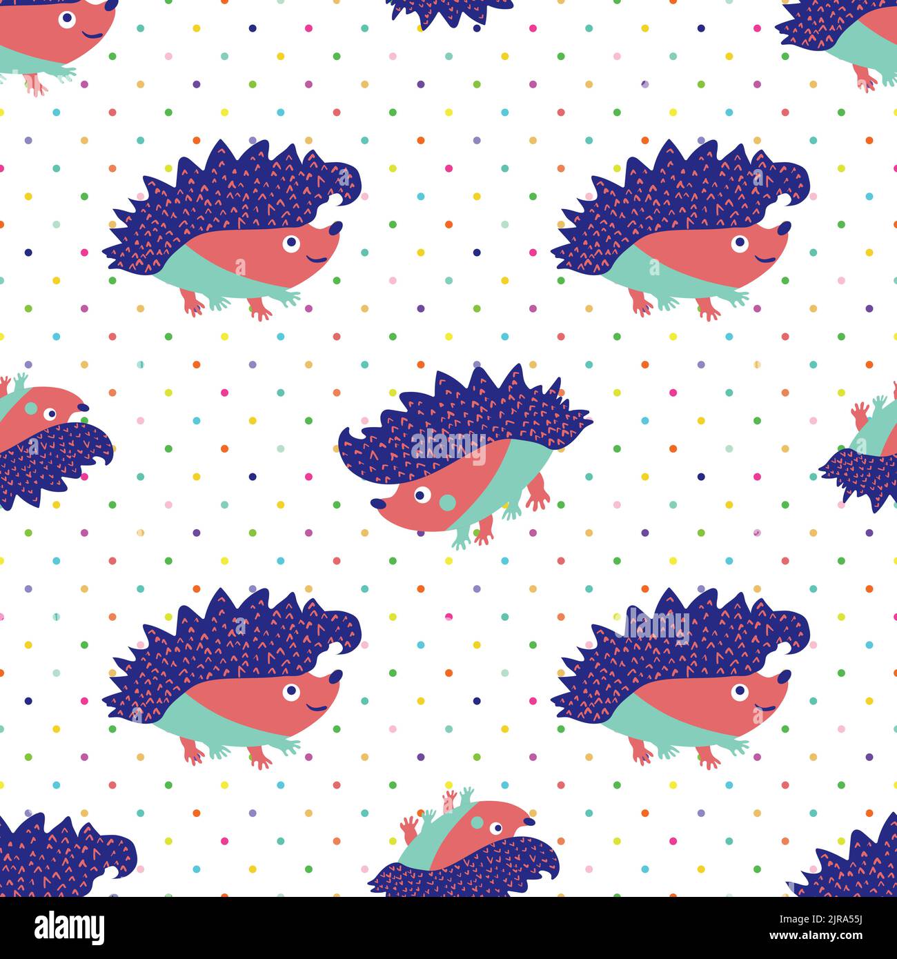 Cute vector spiky, prickly, hedgehog seamless pattern background ...