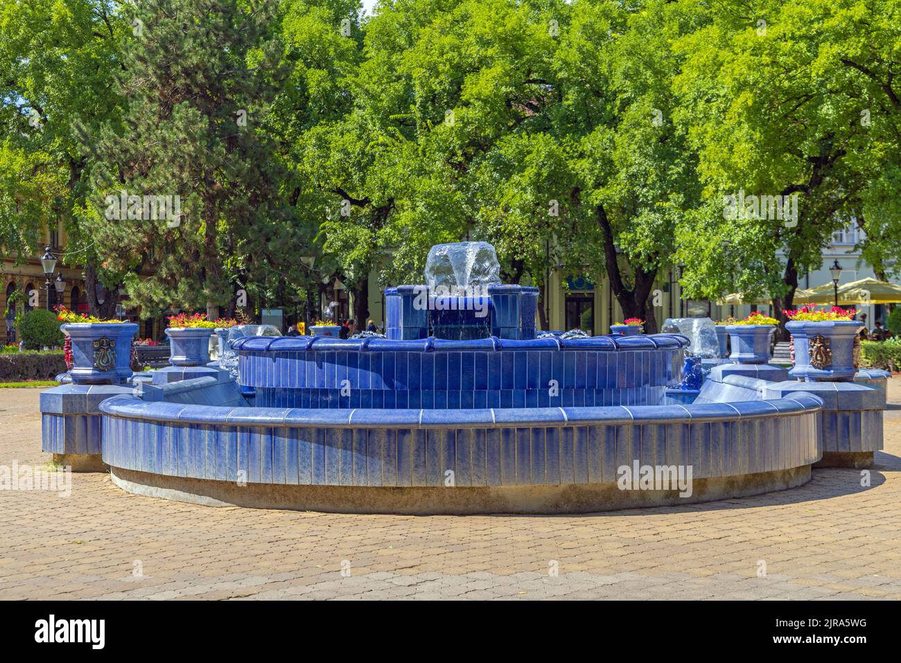 Clean Water at Blue Tiles Fountain Landmark Summer Day Stock Photo - Alamy