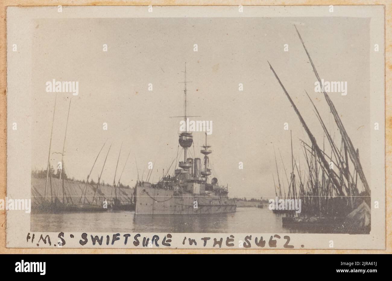H.M.S. 'Swiftsure' in the Suez. From the album: Photograph album of ...