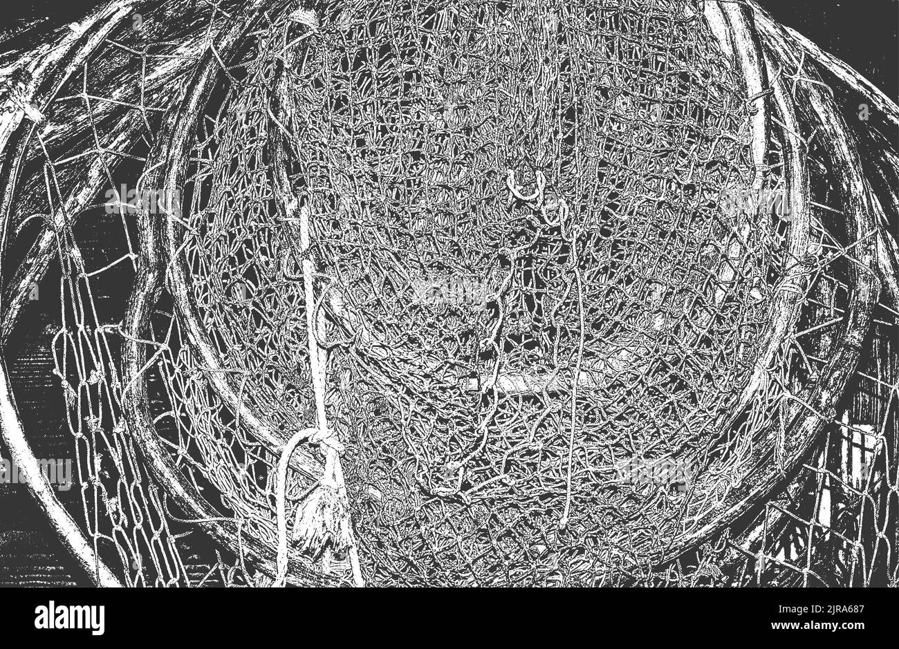 Distressed overlay texture of twisted rope, fishing net, textile mesh ...
