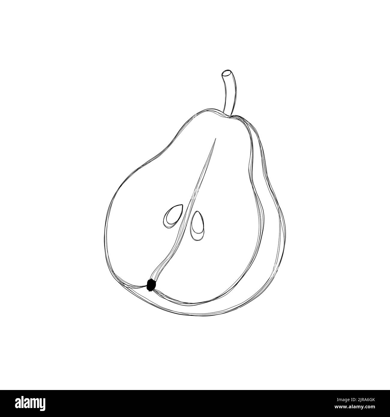 Half a pear - a template for a children's coloring book, a children's ...