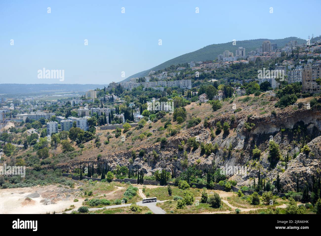 Views seen from the cable car connecting Haifa and the University of ...