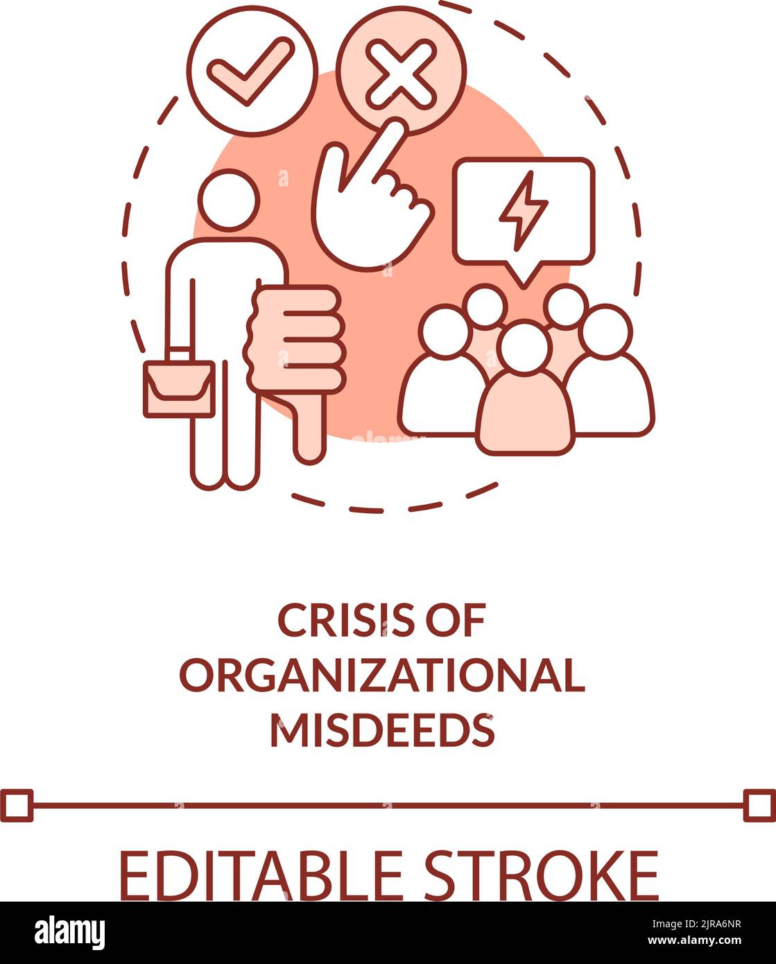 Crisis of organizational misdeeds red concept icon Stock Vector Image ...