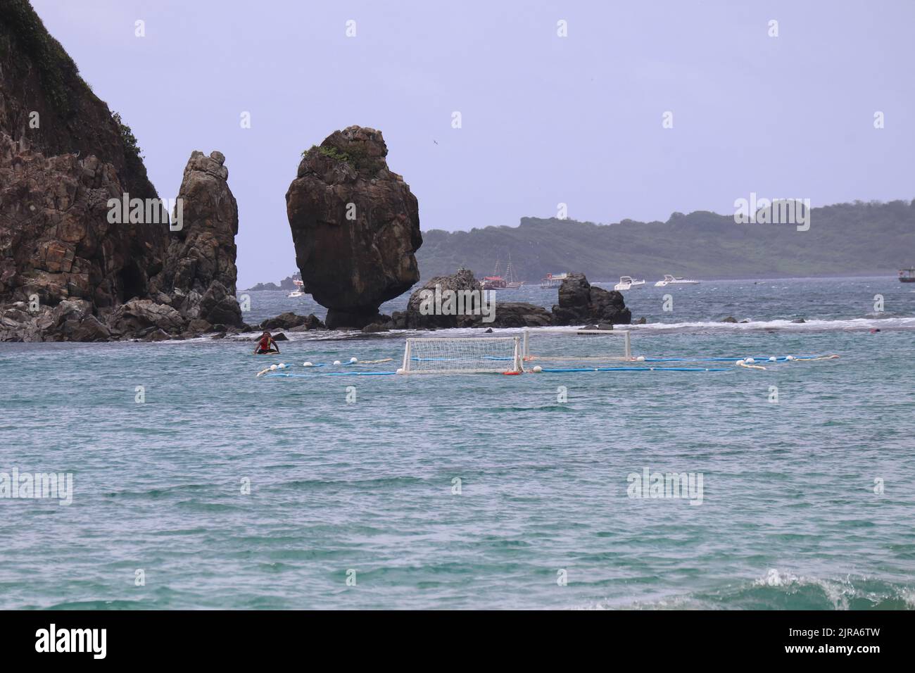 Water polo field at sea, Fernando de Noronha, Brazil. Free time ...
