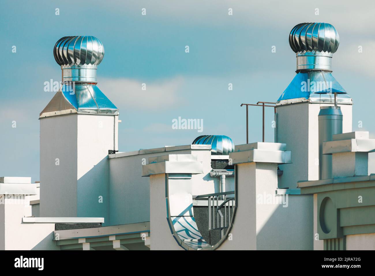 Roof ventilation technology . Vents installed on the rooftop Stock ...