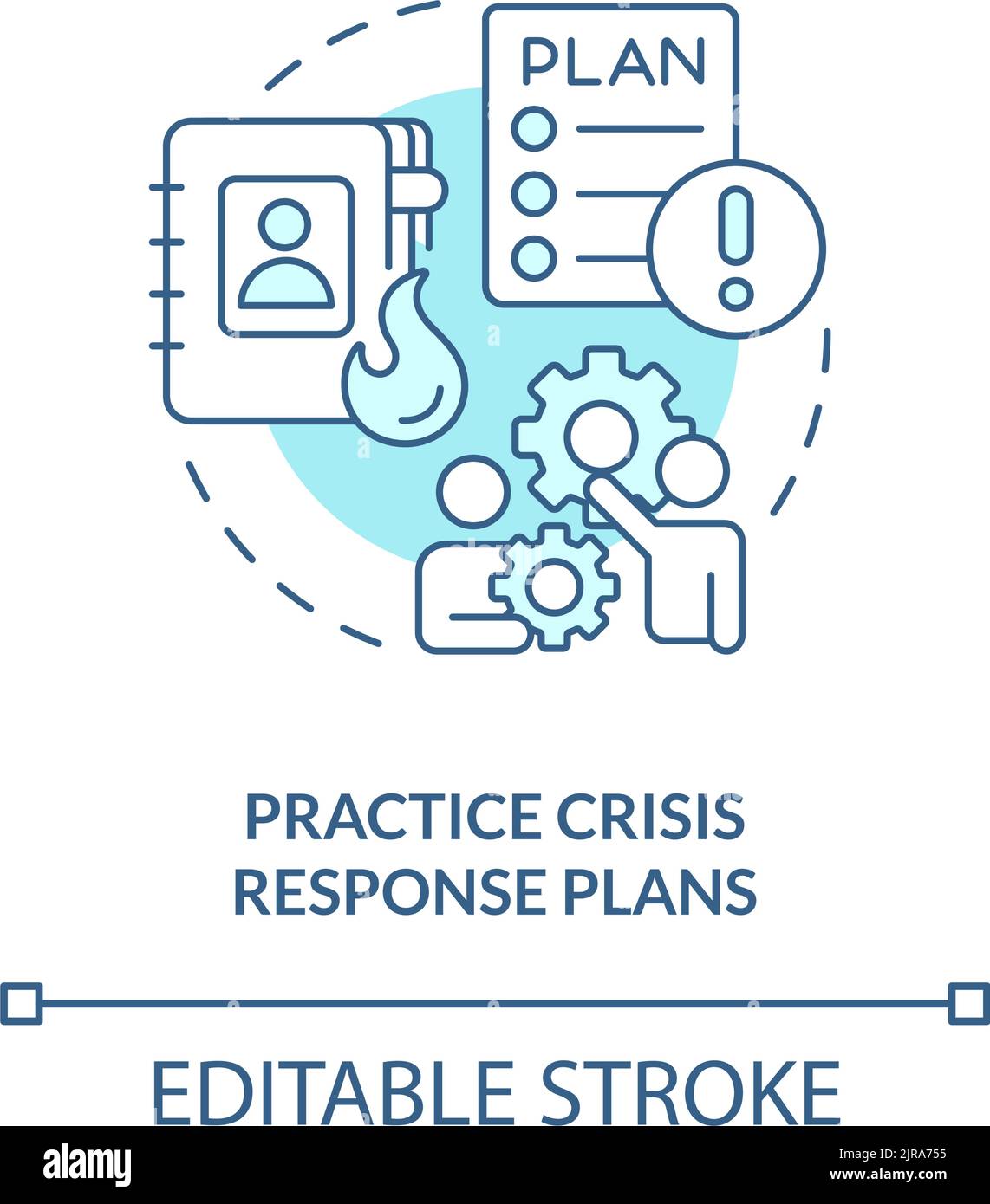 Practice crisis response plans turquoise concept icon Stock Vector ...
