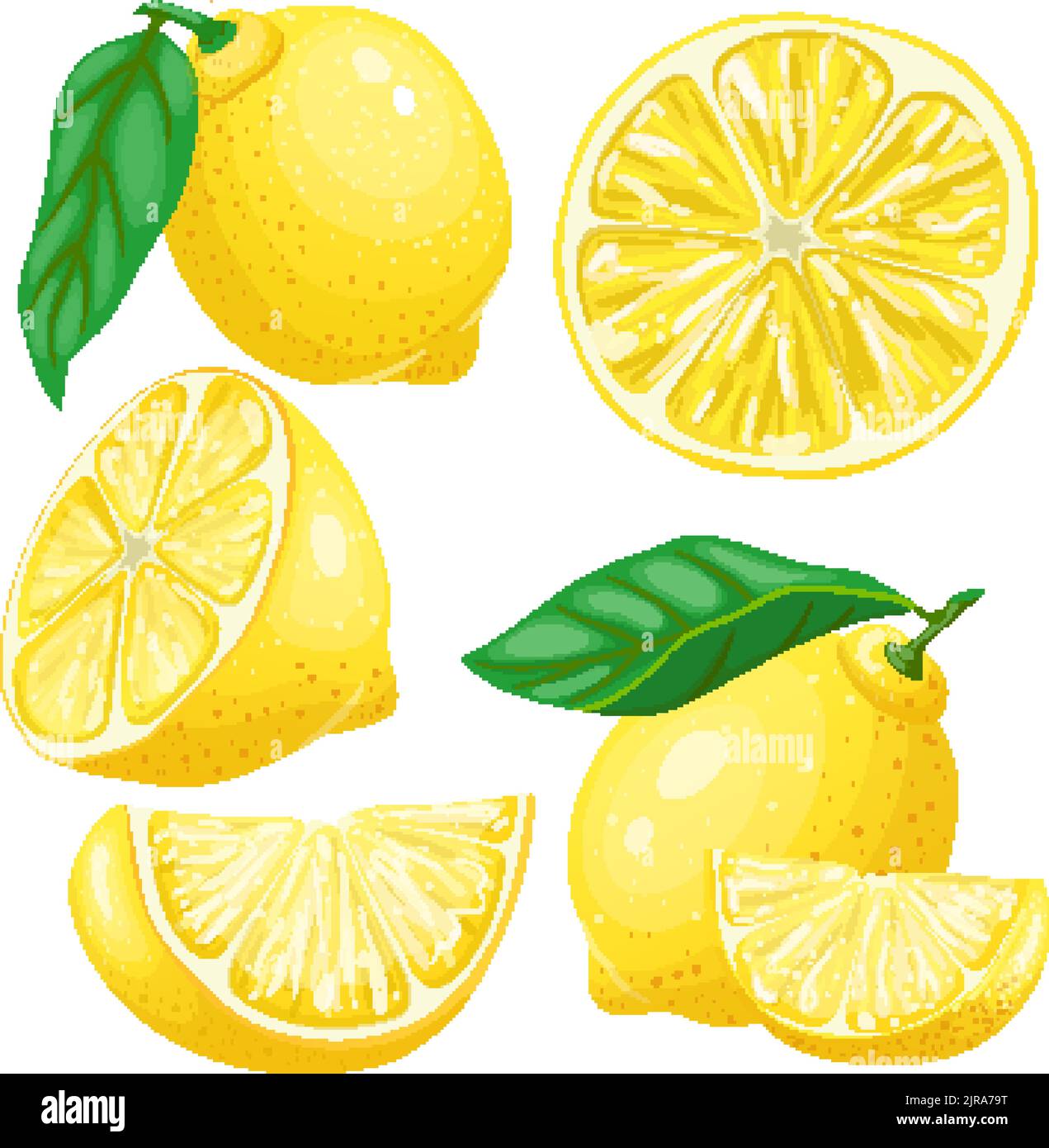 lemon yellow fruit set cartoon vector illustration Stock Vector Image ...