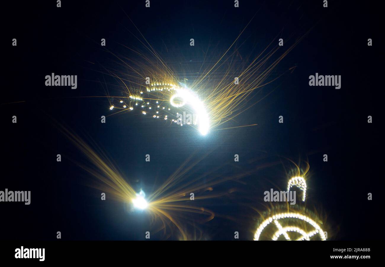 Metal 3D printer printing three-dimensional object from metal powder in ...