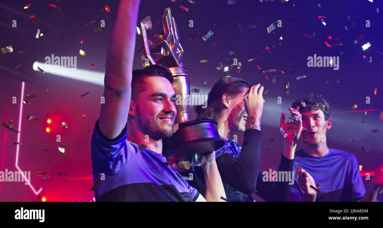 Professional gamer clapping after championship hi-res stock photography ...