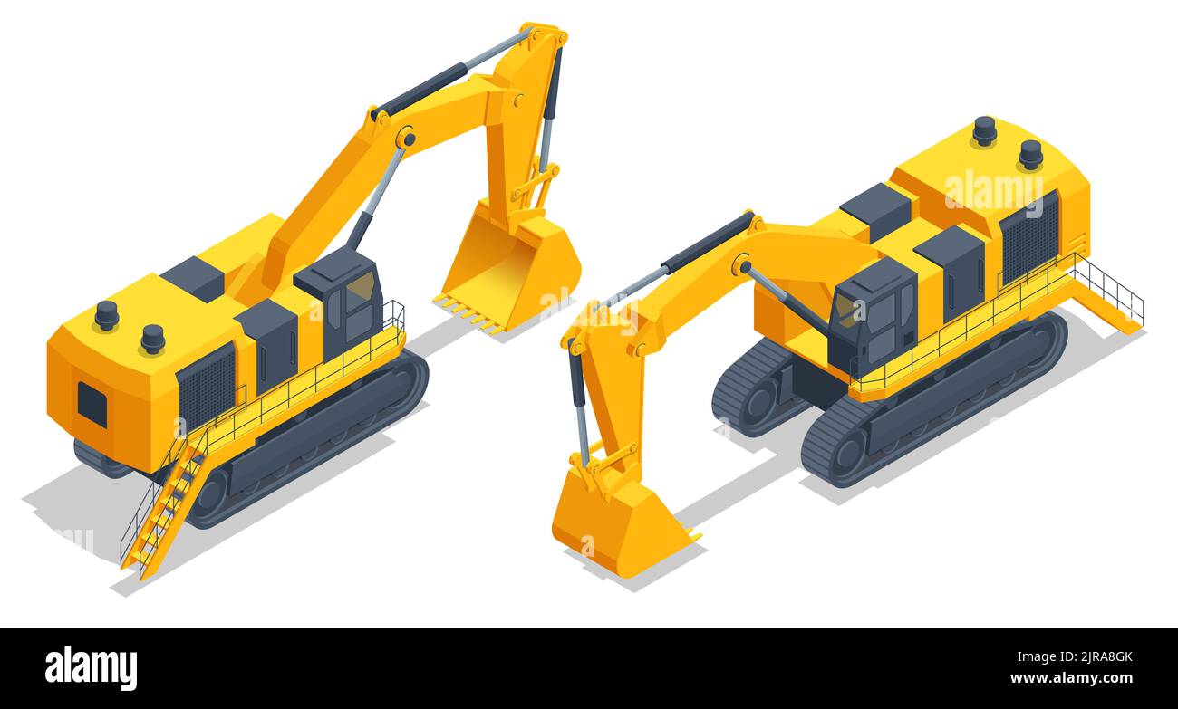 Isometric biggest hydraulic mining excavator. Equipment for high-mining ...