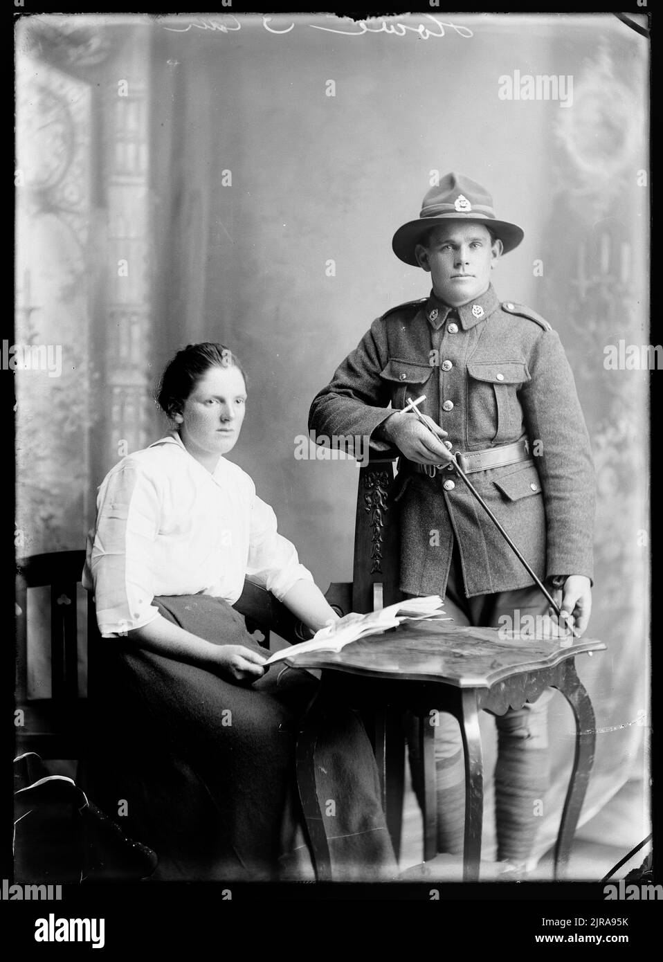 Portrait of an unidentified soldier and an unidentified woman ...