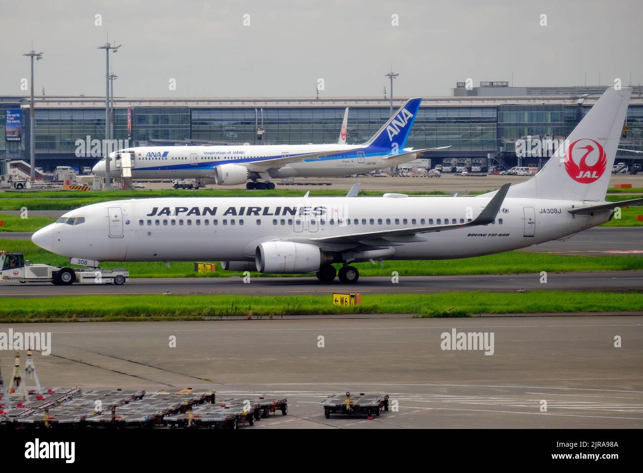 A Japan Airlines (JAL) airplane seen at the Tokyo International Airport ...