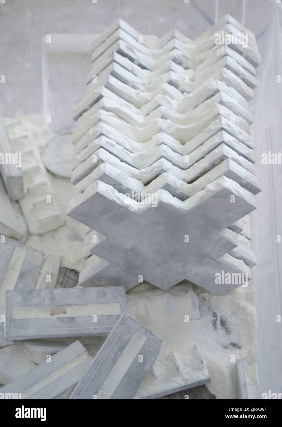 Detail objects printed on powder 3D printer and covered white polyamide ...