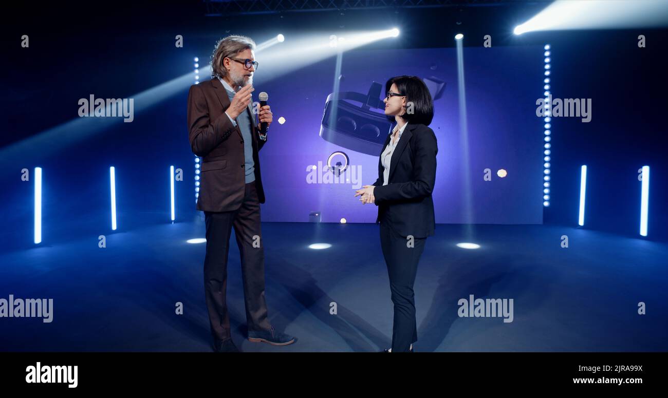 An adult creator telling the female presenter and audience about new ...