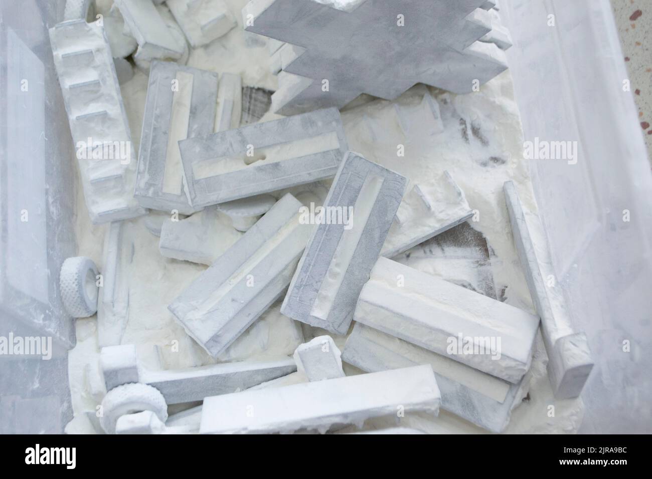 Detail objects printed on powder 3D printer and covered white polyamide ...