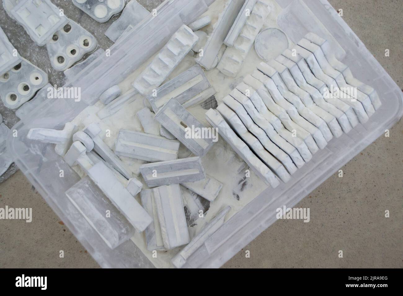 Detail objects printed on powder 3D printer and covered white polyamide ...