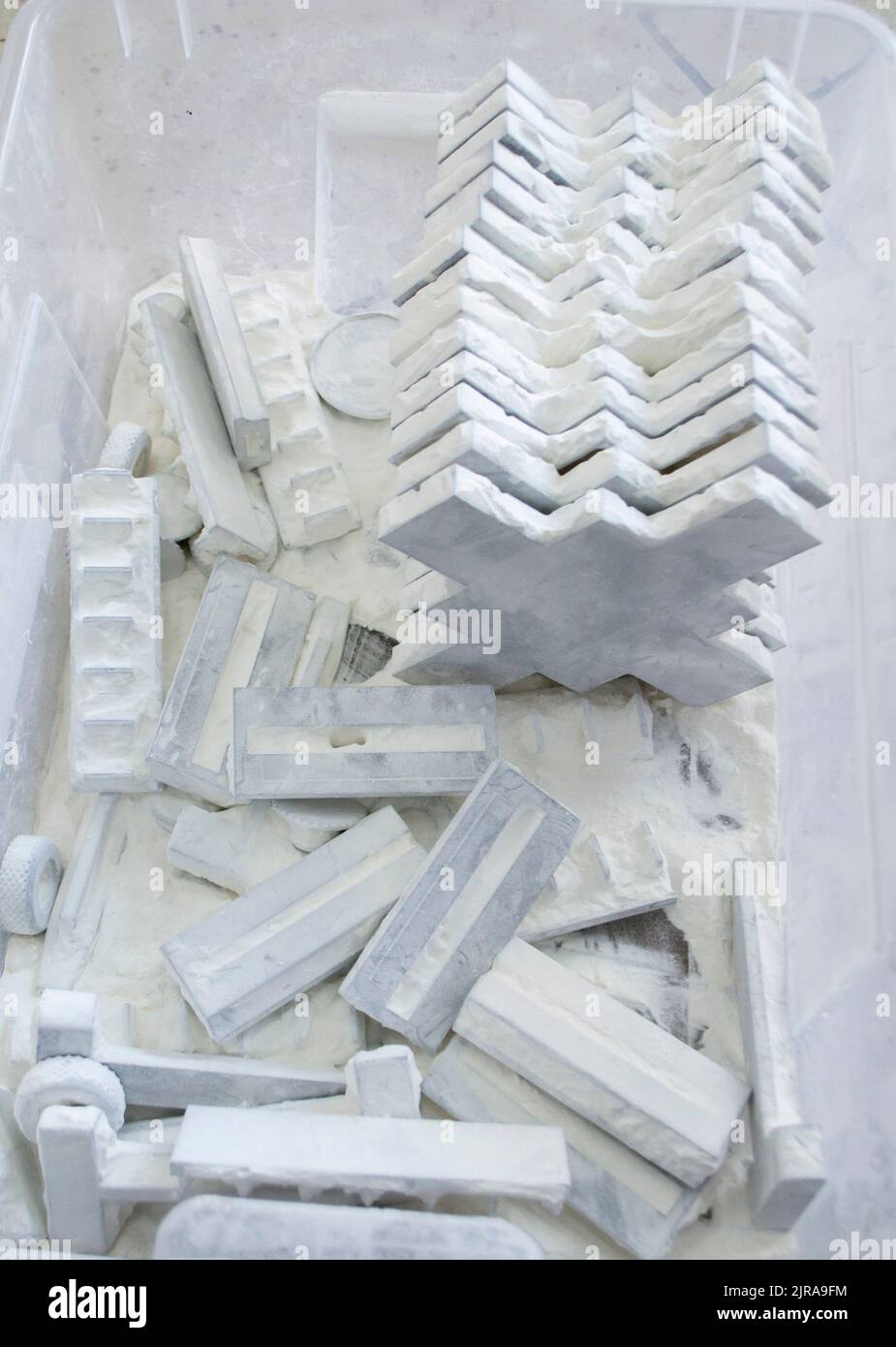 Detail objects printed on powder 3D printer and covered white polyamide ...