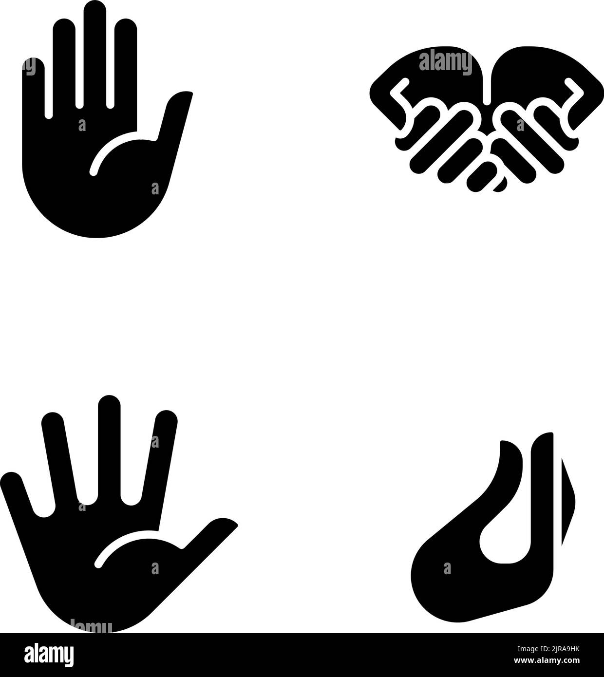 Conveying information by gestures black glyph icons set on white space ...