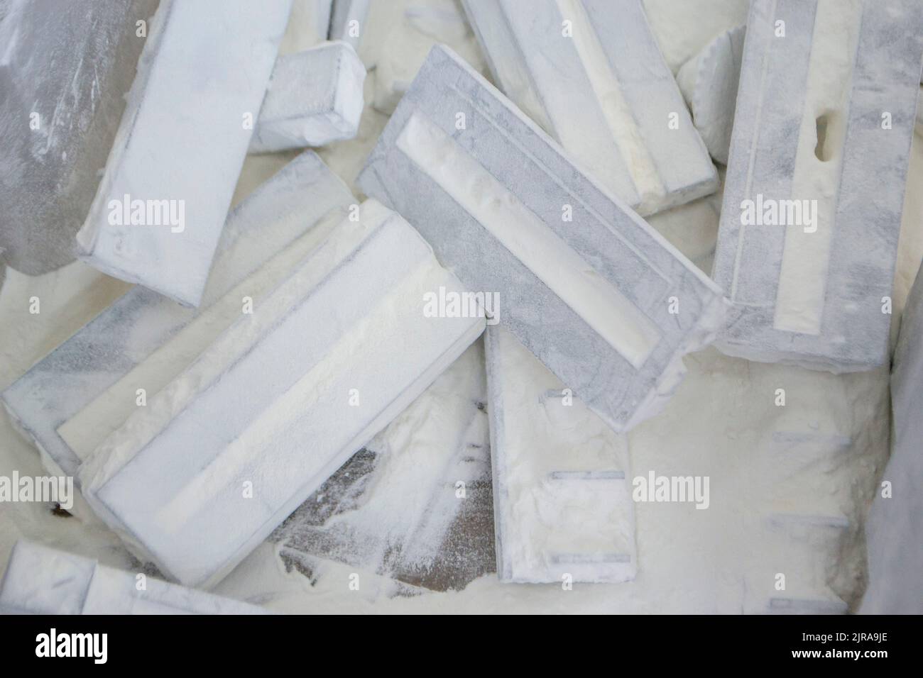 Detail objects printed on powder 3D printer and covered white polyamide ...