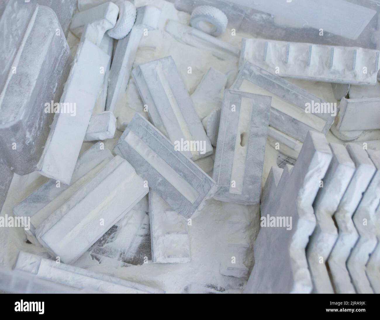 Detail objects printed on powder 3D printer and covered white polyamide ...