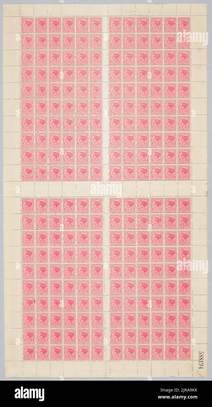Sheet of Queen Victoria Second Side-face stamps with advertisements on ...