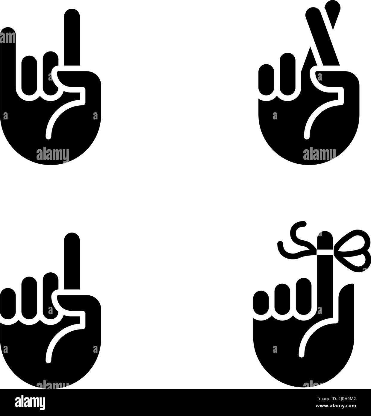 Informative hand gestures black glyph icons set on white space Stock ...