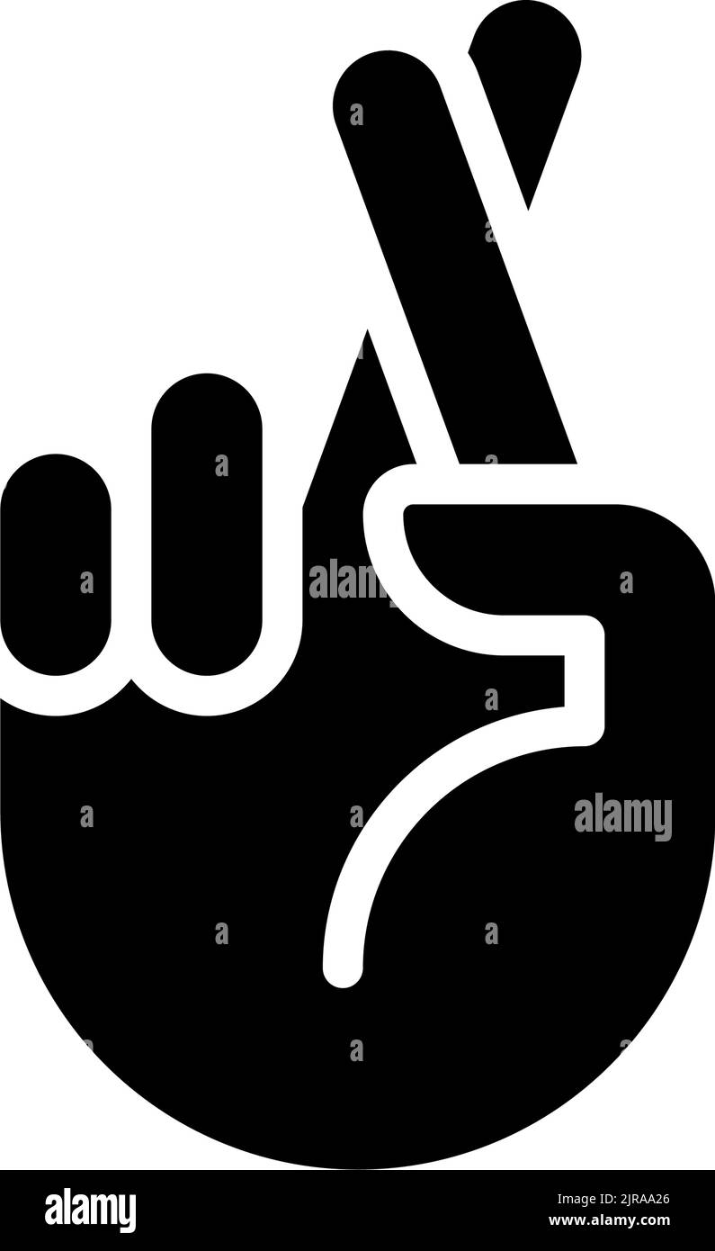 Crossed fingers black glyph icon Stock Vector Image & Art - Alamy