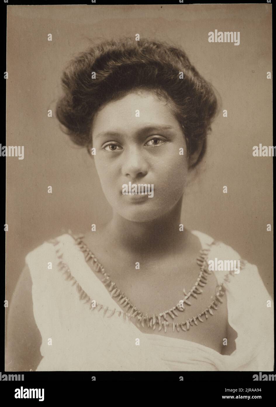 [Portrait of a young Polynesian woman], 1891-1920, by Thomas Andrew ...