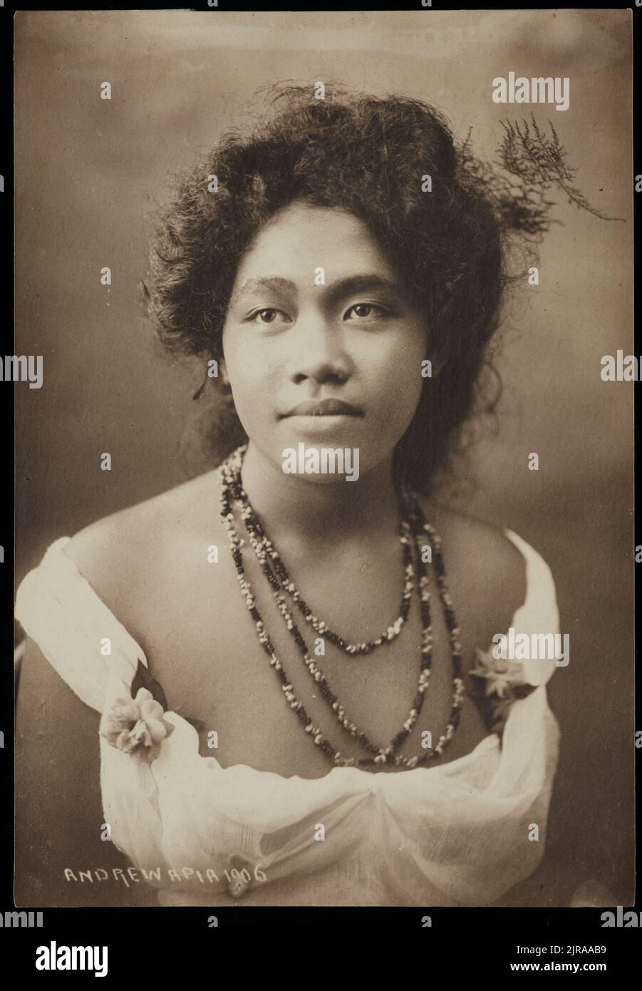 [Portrait of a young Samoan woman], 1906, Apia, by Thomas Andrew Stock ...