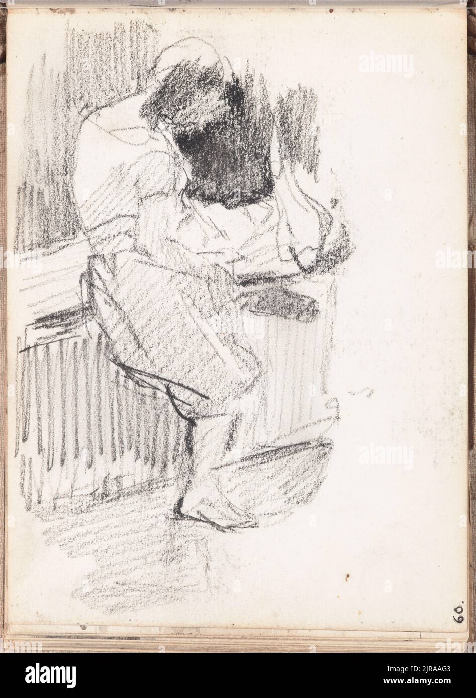 Sketch of a woman seated on a ledge or bed. From: A Marken sketchbook ...