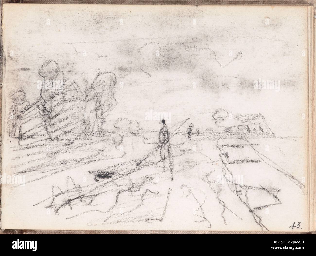 Landscape sketch with man. From: A Marken sketchbook., circa 1874 ...