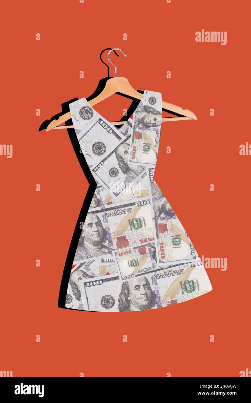 Collage photo of wardrobe dress consumerism rich clothes for success ...