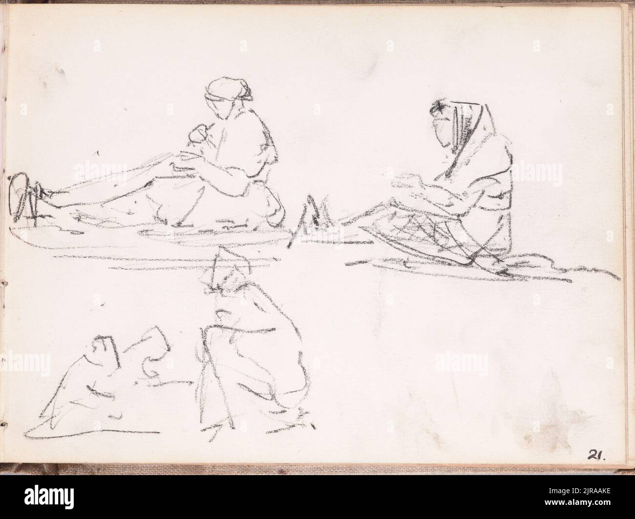 Figure sketches of women at work. From: A Marken sketchbook., circa ...