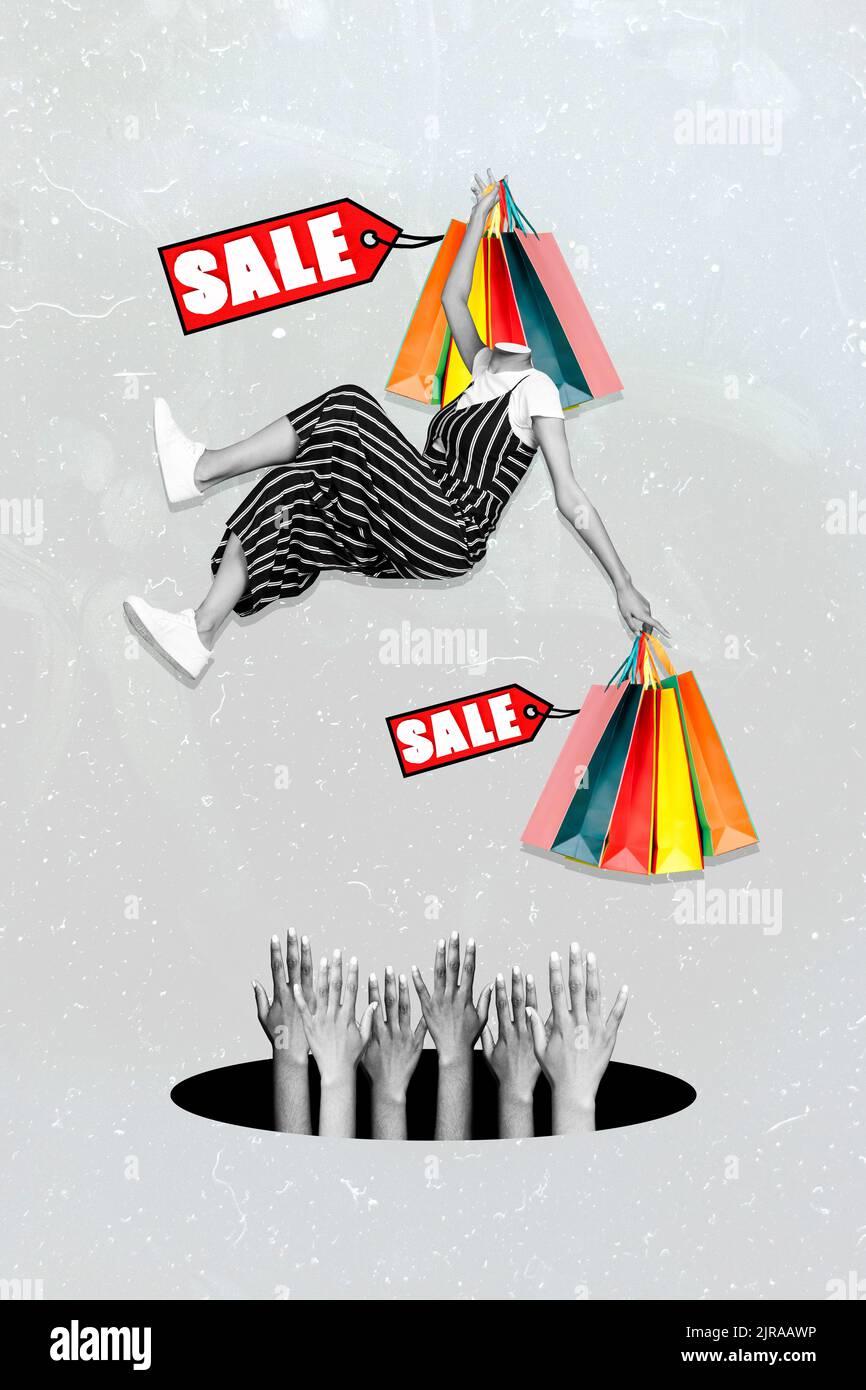 Creative 3d collage artwork postcard poster sketch of lady without head ...