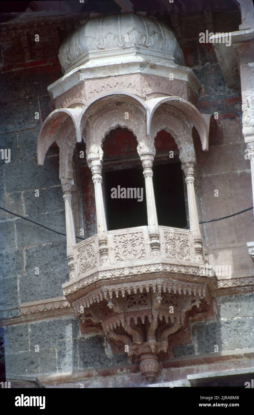 Carved windows at Rajwada, Indore, Madhya Pradesh, India Stock Photo ...