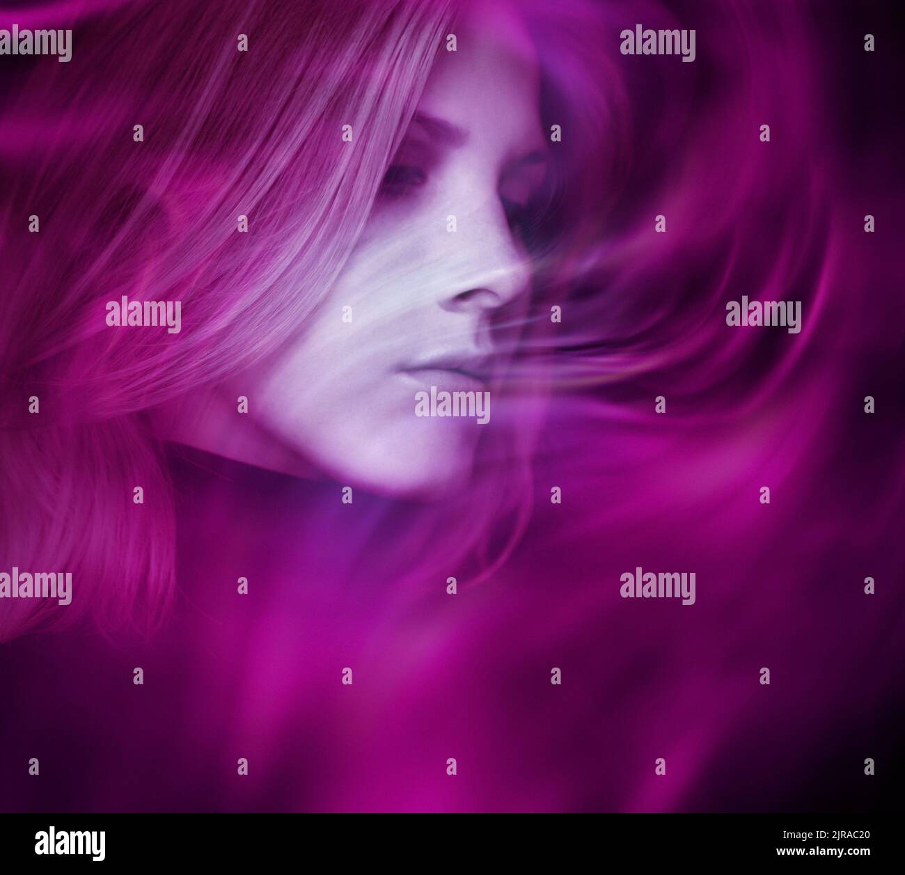 Abstract portrait of young woman. Double exposure Stock Photo - Alamy