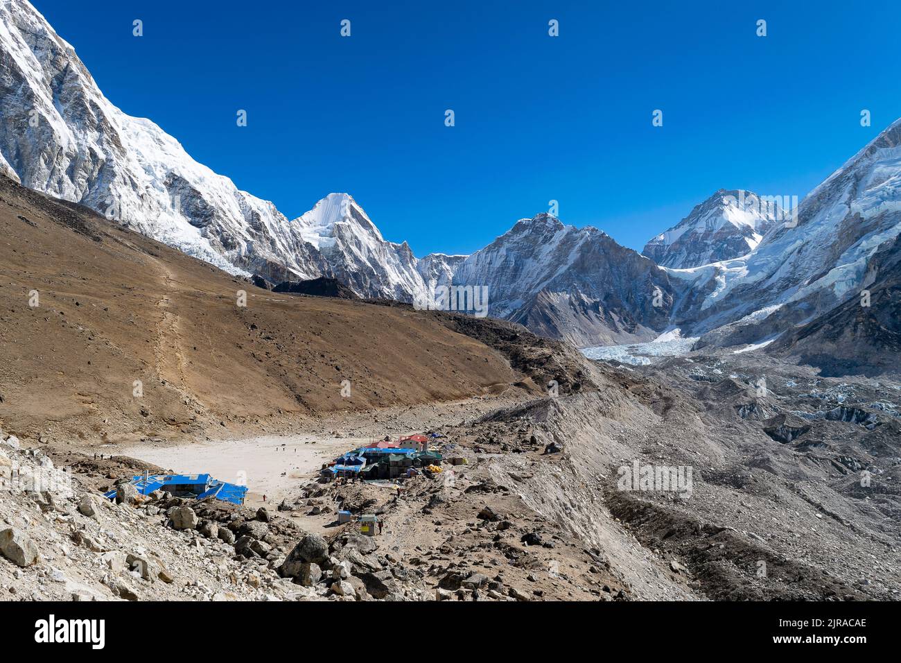 A beautiful view of the Gorak Shep village, Everest Base Camp trek ...