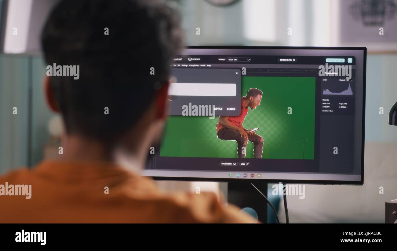 Back view footage man sitting hi-res stock photography and images - Alamy