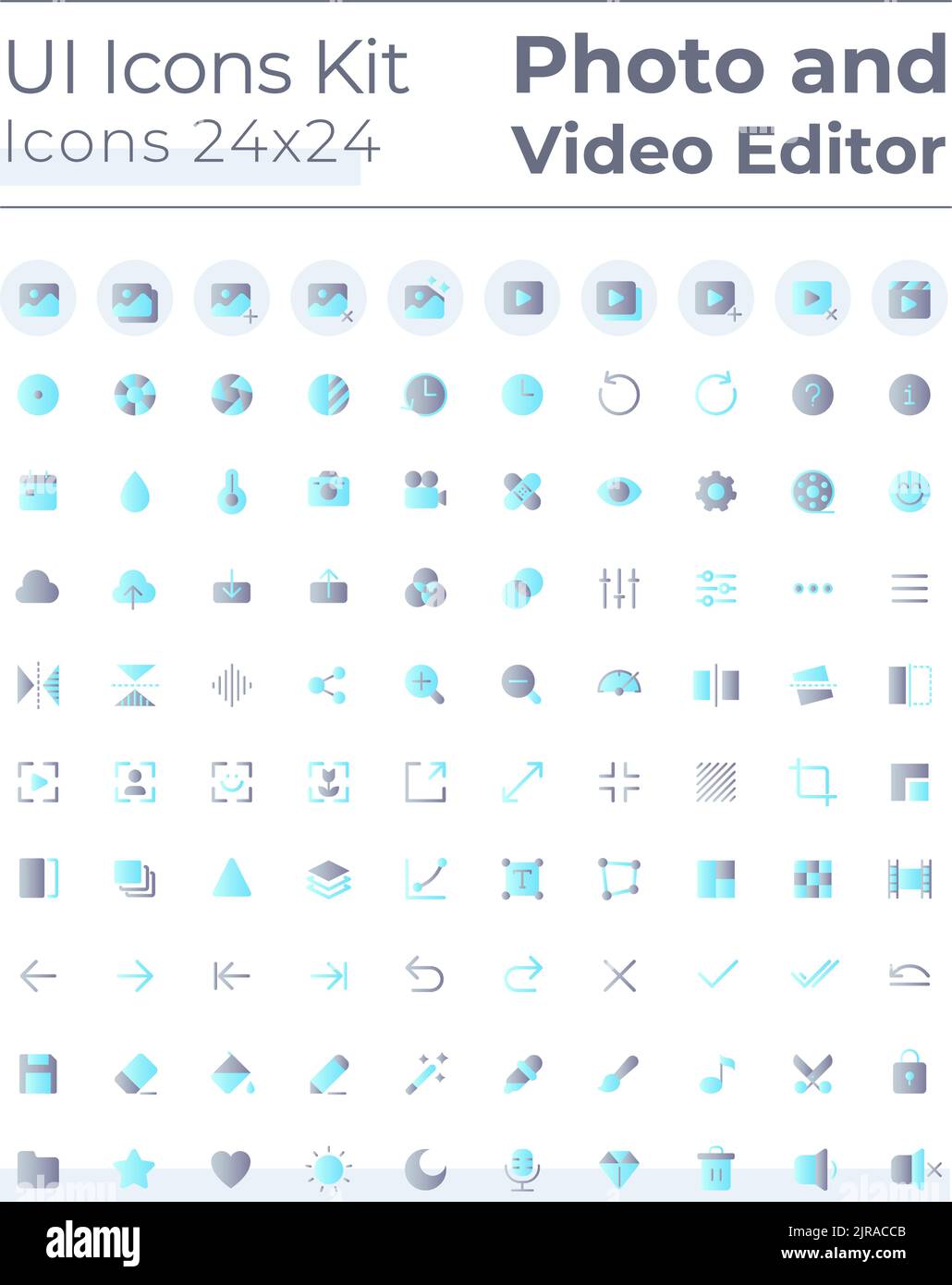 Photo and video editor tools flat gradient color ui icons set Stock Vector Image & Art - Alamy