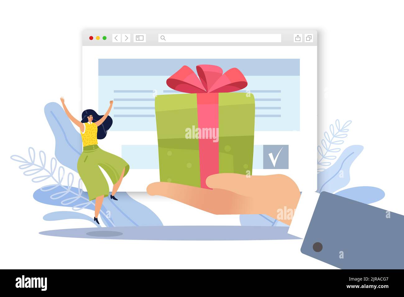 Gift for participants of online stores, marketing promotion. Happy ...